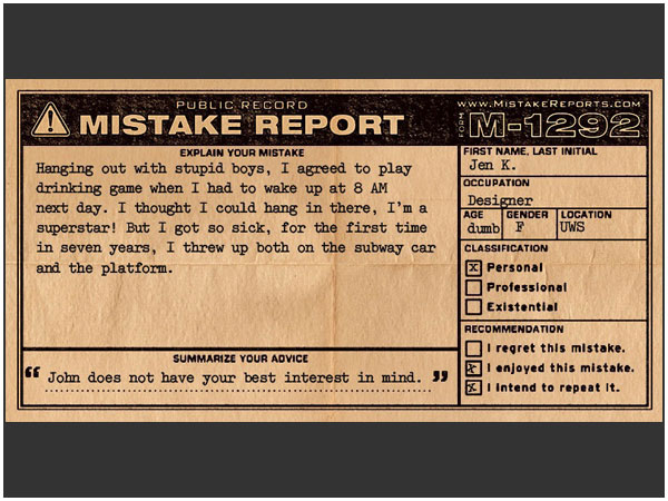 Mistake Reports: Stories and Advice | avoision.com